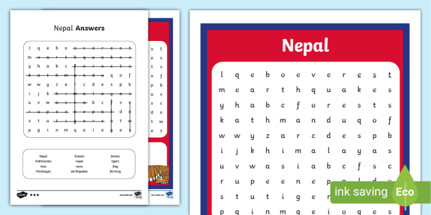 KS1 Nepal Wordsearch (teacher made)