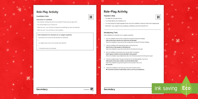 Christmas Higher Tier Role-Play Activity Spanish