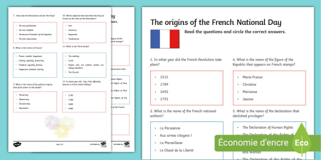 The origins of the French National Day (teacher made)