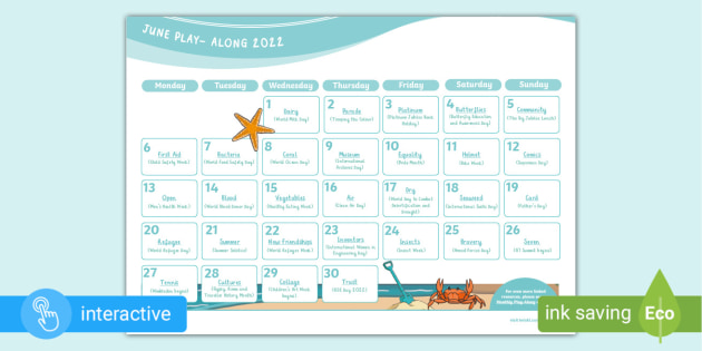 June Play-Along Calendar (teacher made)