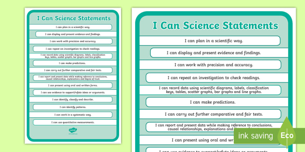 UKS2 I Can Science Statements Display Poster (teacher made)