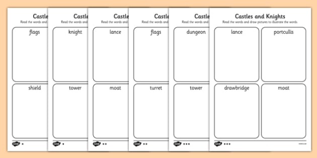 Castles and Knights Differentiated Read and Draw Worksheet / Worksheet ...