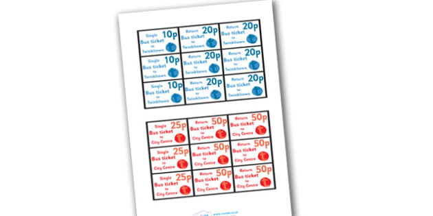 Bus Station Role Play Tickets (teacher made)
