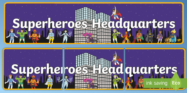 Superheroes Headquarters Display Banner