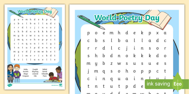 World Poetry Day Word Search