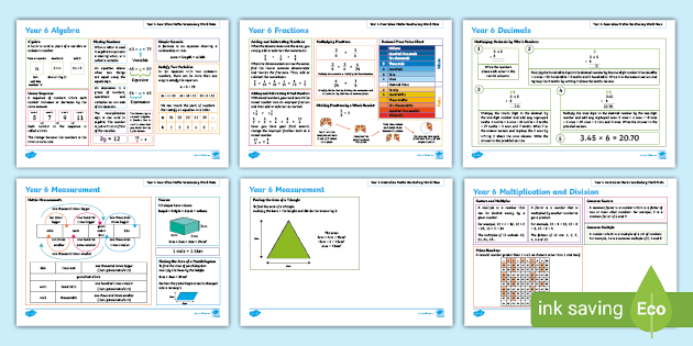 Year 6 Australian Maths Vocabulary Word Mats (teacher made)