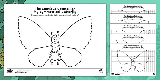 The Cautious Caterpillar: Butterfly Symmetry Worksheets