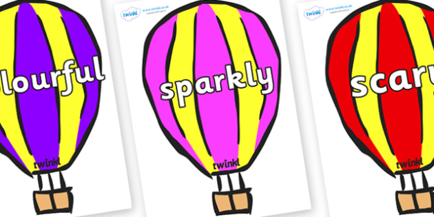 Wow Words on Hot Air Balloons (Multicolour) (teacher made)