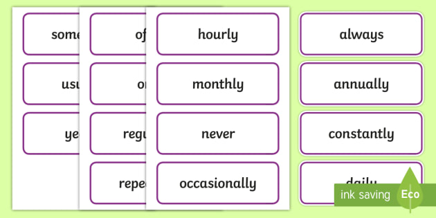 How Often? Adverbs Word Cards
