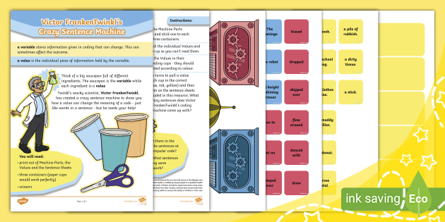 Crazy Sentence Coding Activity (teacher made)