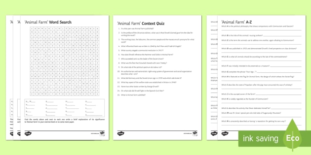 GCSE Quiz Pack to Support teaching on 'Animal Farm' by George Orwell