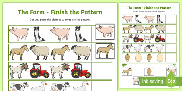 The Farm Aistear Complete the Pattern Worksheet