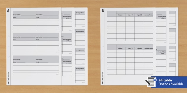 Science Results Tables Worksheets | KS3 Science | Beyond
