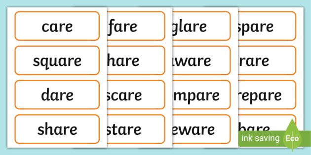 -are Word Cards (teacher made)