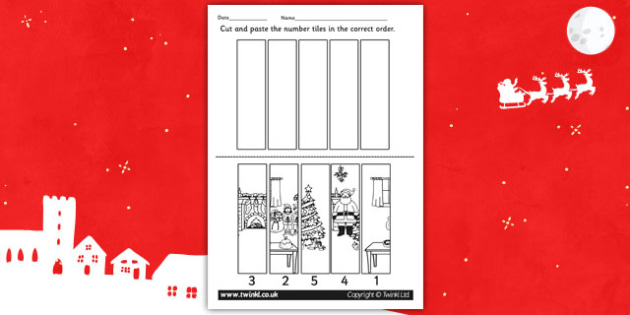 Christmas Themed Number Sequencing Puzzle