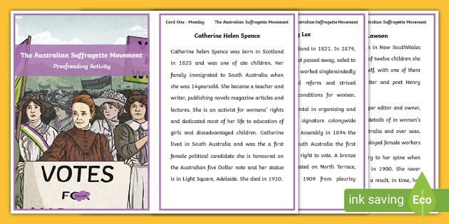 The Australian Suffragette Movement Proofreading Activity