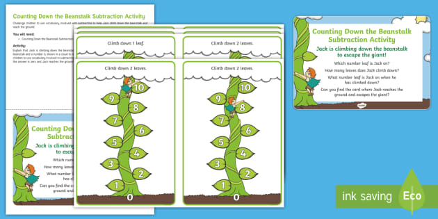 Counting Down the Beanstalk Subtraction Activity