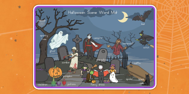 Halloween Scene Word Mat