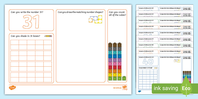 All About the Numbers 31 to 40 Activity Mat