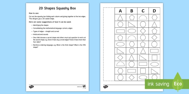 2D Shapes Squashy Box Craft - Mental Maths Warm Up + Revision