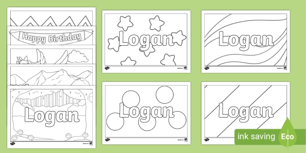 Logan Name Simple Colouring Activity Sheets