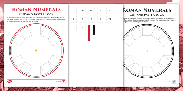 Roman Numerals Cut and Paste Clock Activity