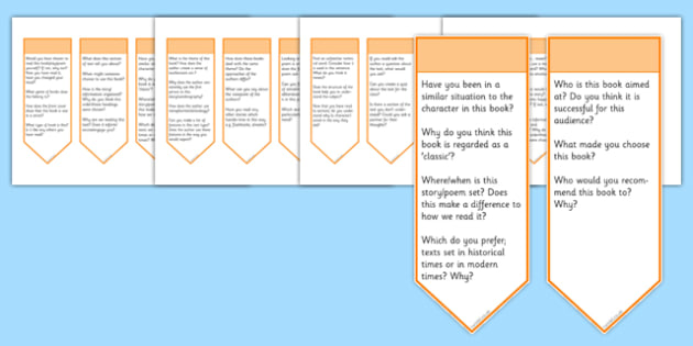 Guided Reading Curriculum Questions Bookmarks Upper KS2
