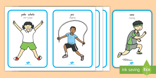 PE Physical Action Word and Picture Te Reo Māori Cards - hākinakina