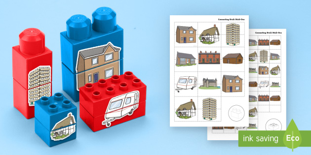 Houses and Homes Matching Connecting Bricks Game
