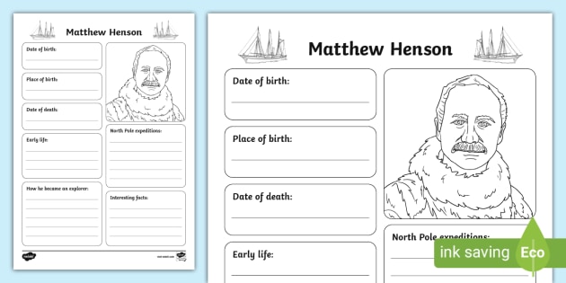Matthew Henson Fact File Template,Matthew Henson