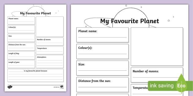 My Favourite Planet Activity Sheet (teacher made)