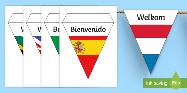 Mixed Languages Welcome Display Bunting - welcome bunting, welcome on