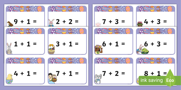 👉 Easter-Themed Addition Cards to 10 (teacher made)