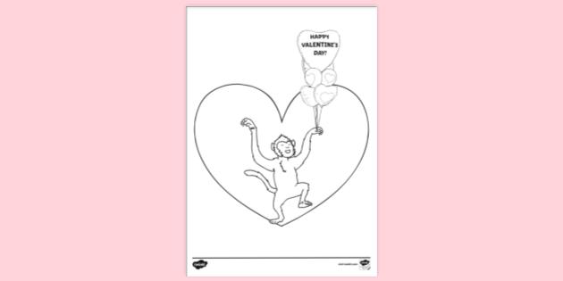 FREE! - Monkey Valentine Colouring Sheet | Colouring Sheets