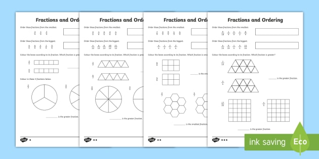 Ordering Fractions Worksheet (teacher made)