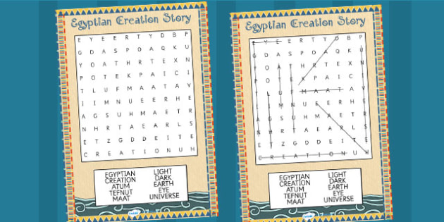 Ancient Egyptian Creation Story Differentiated Wordsearch - egypt