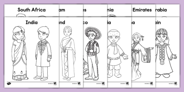 printable coloring pages ethnic children