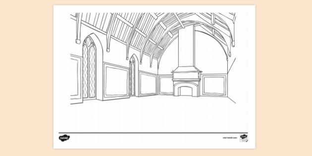 Castle Great Hall Colouring Sheet | Colouring Pages