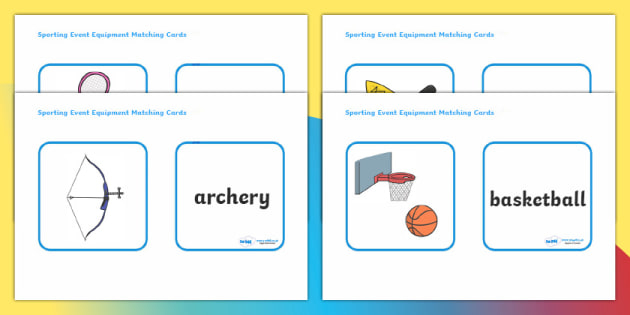 Sporting Event Equipment Matching Cards