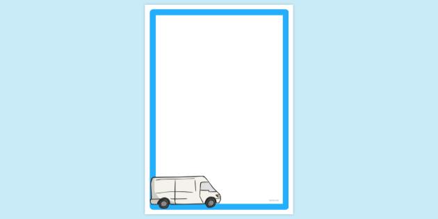 FREE! - Simple Blank Delivery Van Page Border | Page Border | Twinkl