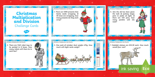 LKS2 Christmas Multiplication and Division Challenge Cards