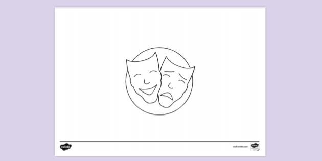Drama Masks | KS1 Colouring Sheets | Twinkl Resources