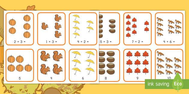 Fall Addition Matching Cards (teacher made)