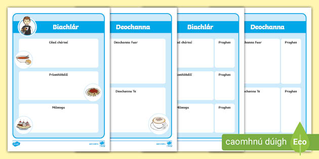Menu Templates Gaeilge (teacher made)