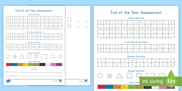* NEW * End of the Year Assessment Progress Sheet - early childhood ...