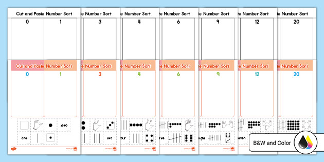 Number Sort Cut and Paste Activity Pack (teacher made)
