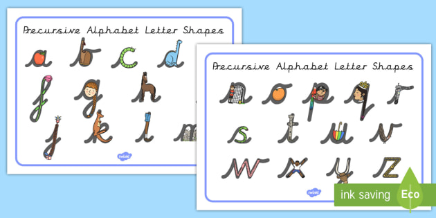 Cursive Alphabet Letter Shapes - phonics, letters and sounds, initial