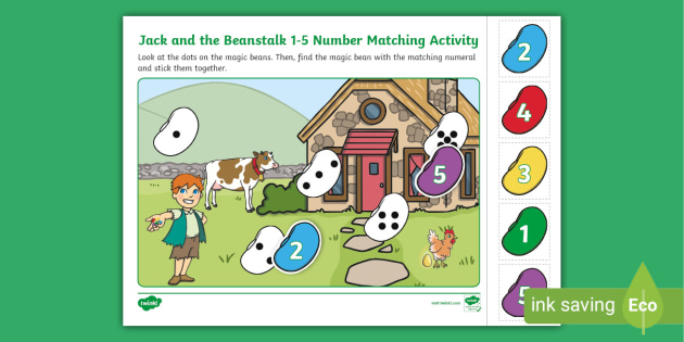 Jack and the Beanstalk 1-5 Number Matching Activity