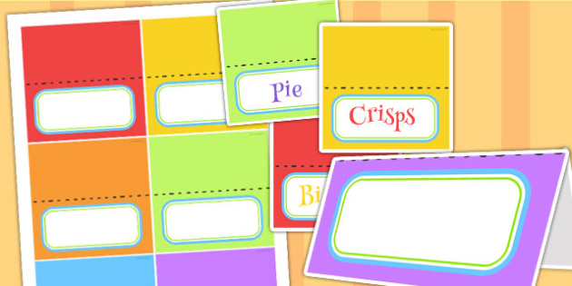 Rainbow Themed Birthday Party Editable Food Labels - parties