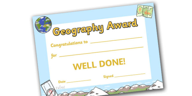 FREE! - Geography Award Certificate (teacher made)